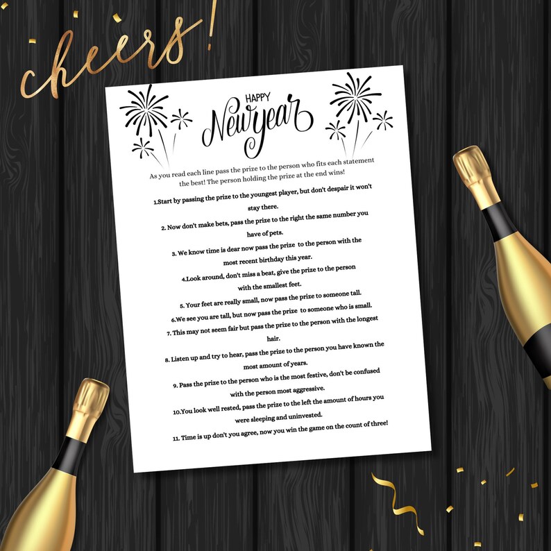 New Years Pass the Gift Game, New Years Trivia Game, New Years Eve ...