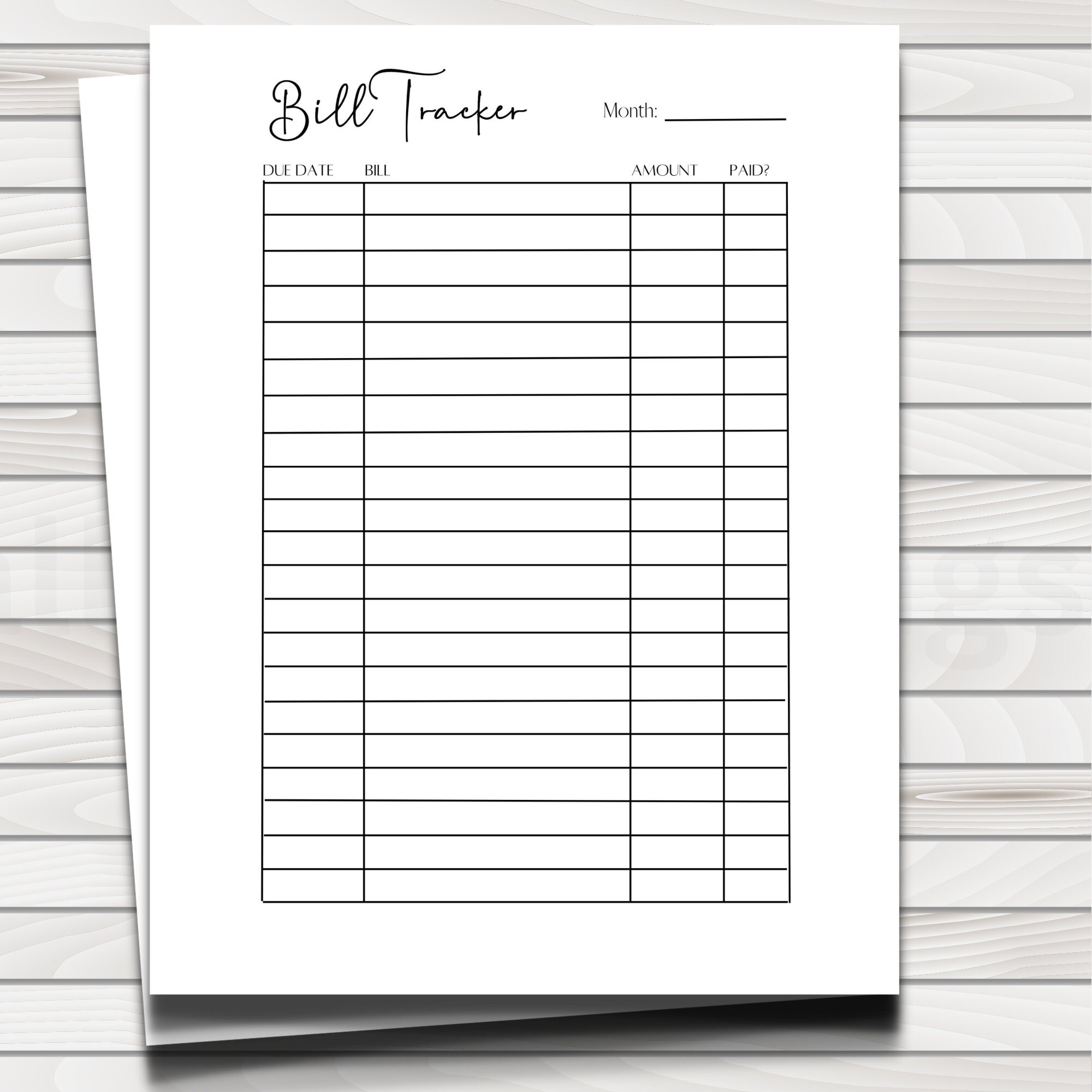 Monthly Bill Tracker, Monthly Bill Log, Bill Planner, Bill Payment ...