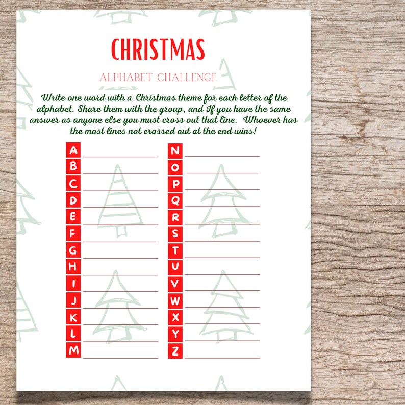 Christmas Scattergories, Christmas Alphabet Game, Christmas Party Game ...