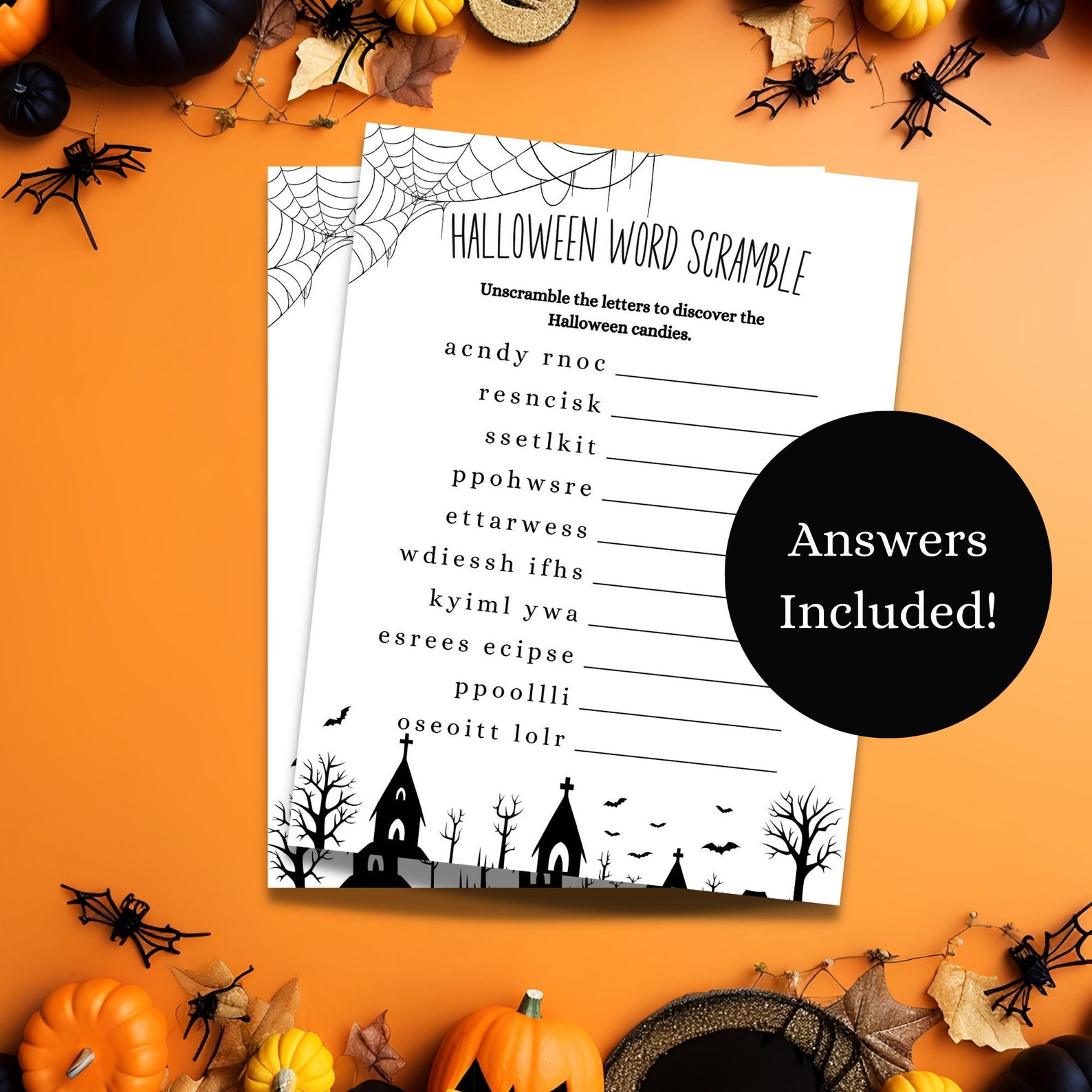 Halloween Word Scramble Game, Halloween Printable Games, Halloween ...
