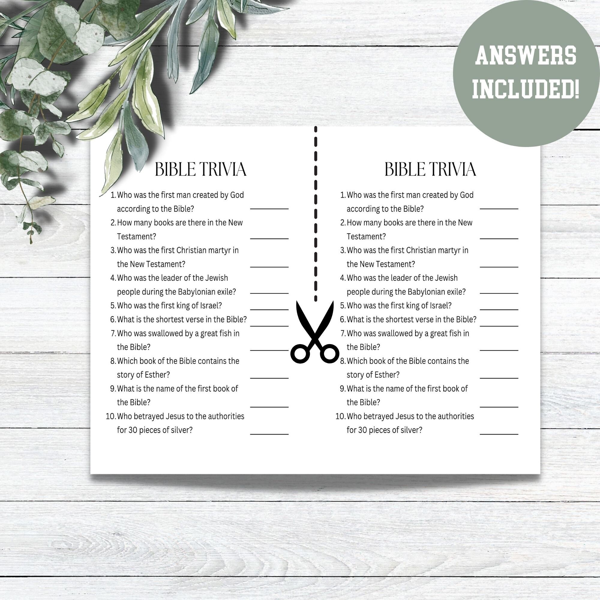 Bible Trivia, Church Party Game, Bible Game, Fun Church Game, Bible ...