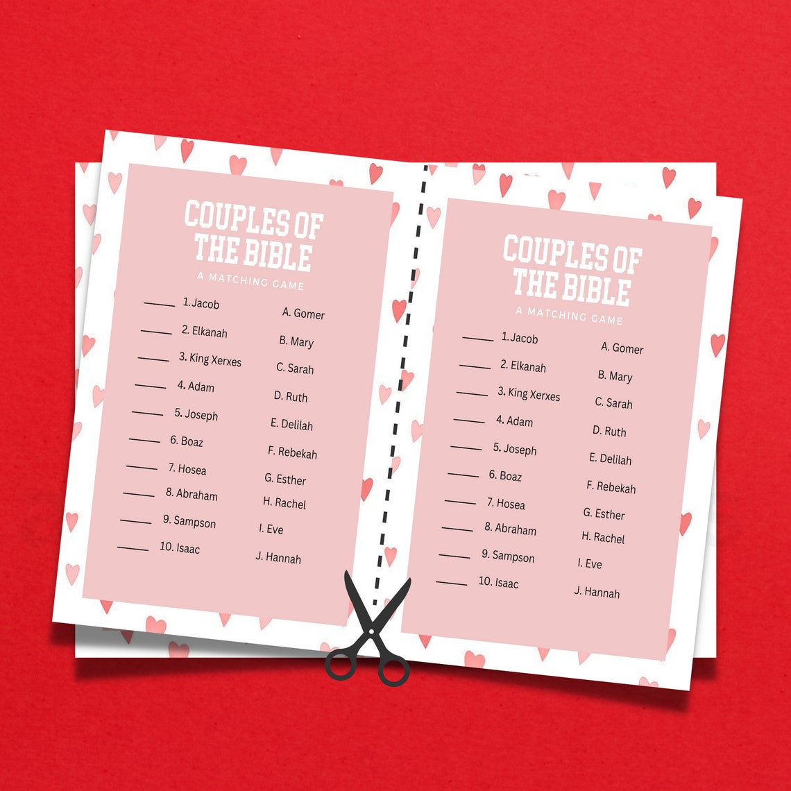 Bible Couples Match Game | Valentine Bible Match Party Game | Bible ...
