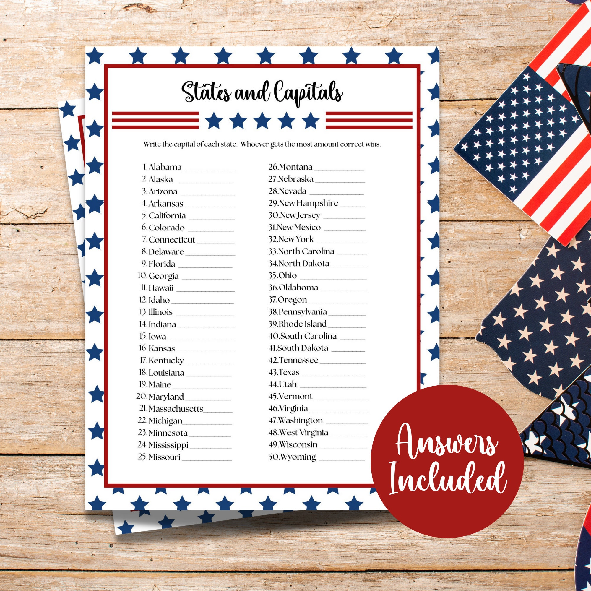 4th of July Games, 4th of July Game Bundle, Patriotic Games, 7 American ...