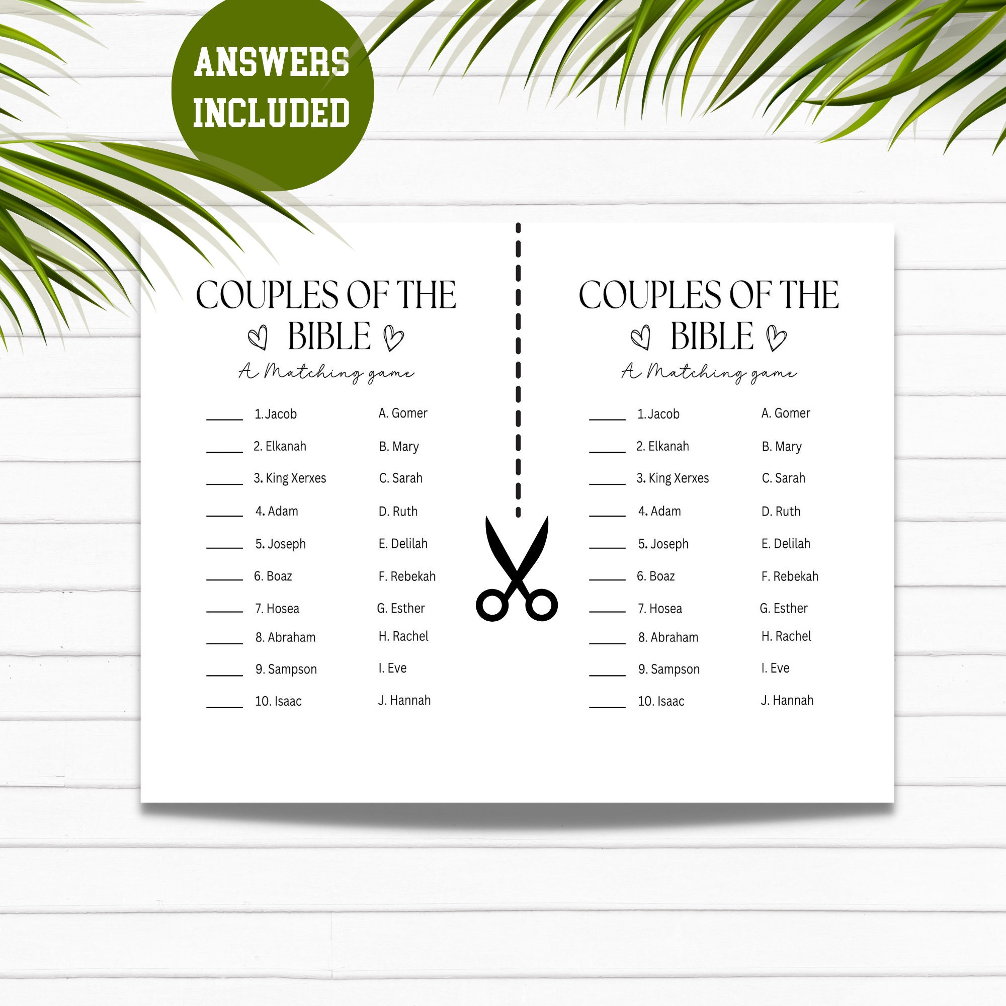 Bible Couples Match Game | Valentine Bible Match Party Game | Bible ...