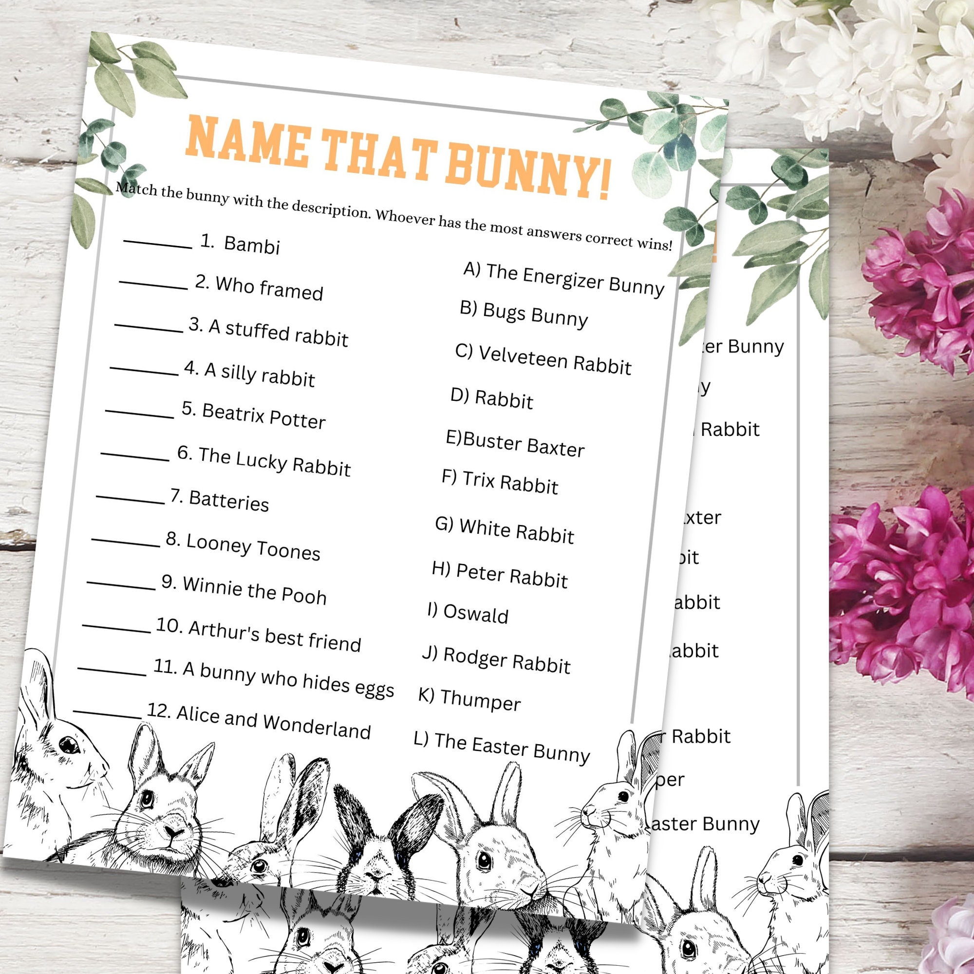 Easter Trivia Game | Name That Bunny Game | Spring Activity | Easter ...