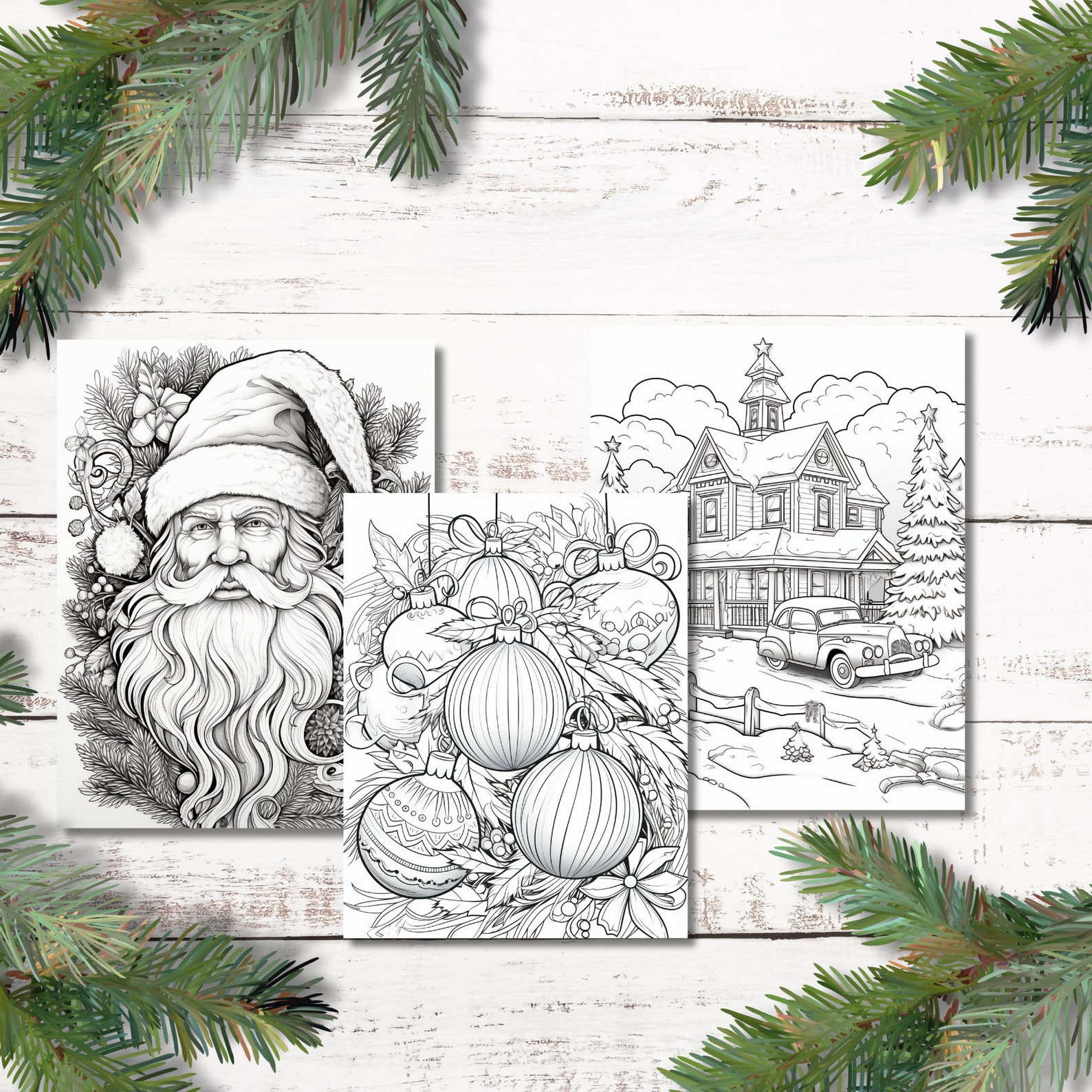 Christmas Coloring Pages Bundle, 5 Christmas Coloring Pages Printable ...