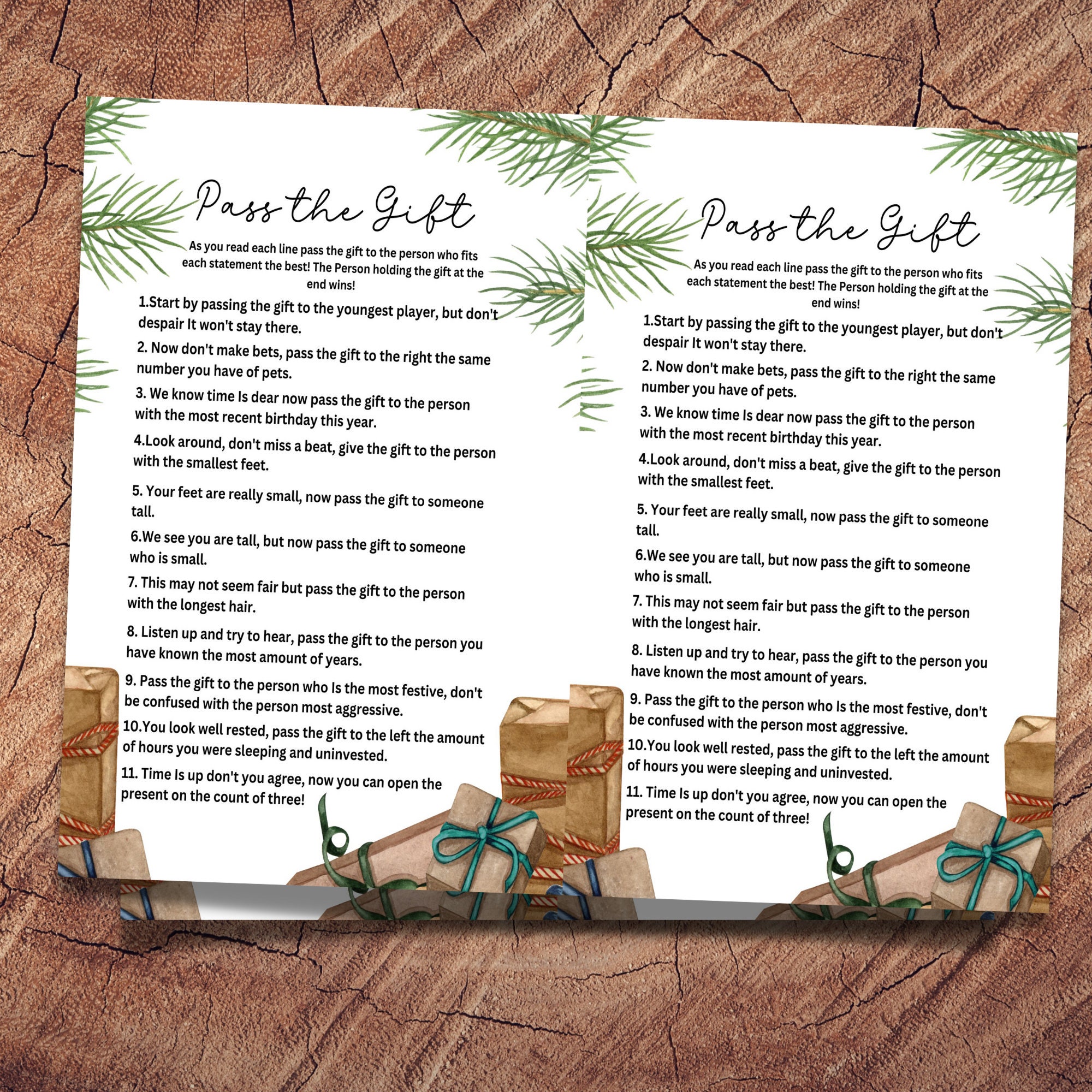 Christmas Pass the Present Game, Christmas Gift Exchange Game, White ...
