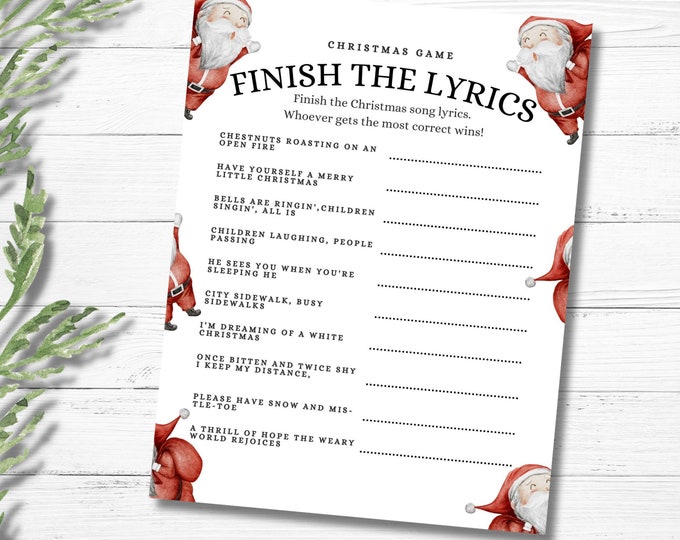 Christmas Party Finish the Lyric Game, Reindeer Funny Holiday Game ...