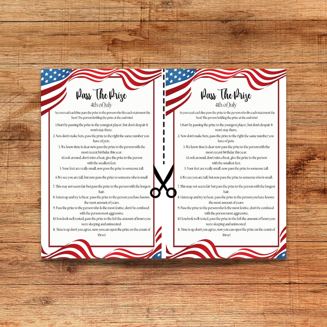 Fourth of July Pass the Prize Game, Printable Family Games, Patriotic ...