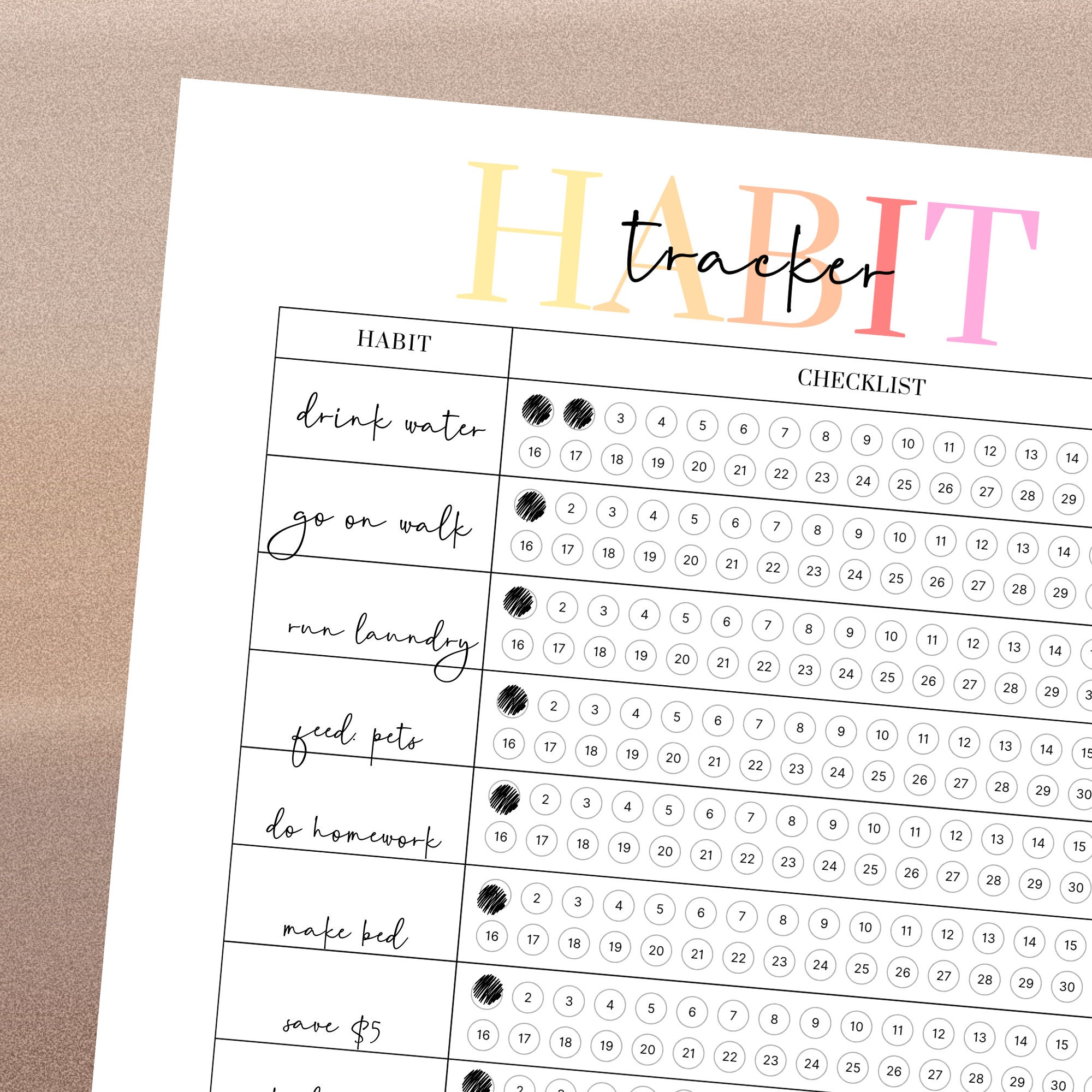 Colorful Habit Tracker | Monthly Habit Tracker Printable | Goal Tracker ...
