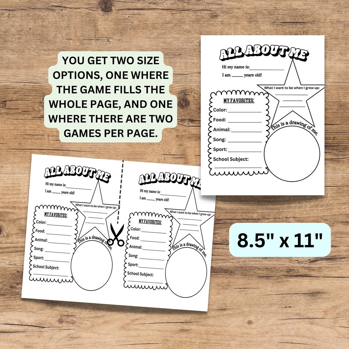 PRINTABLE All About Me Worksheet, Printable Activity for Kids, First ...