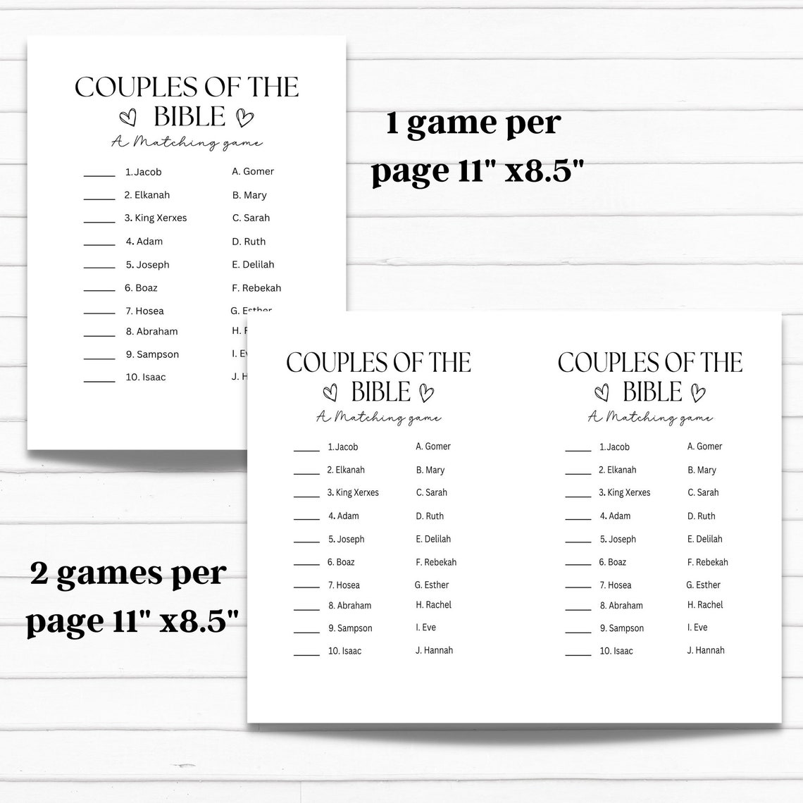 Bible Couples Match Game | Valentine Bible Match Party Game | Bible ...