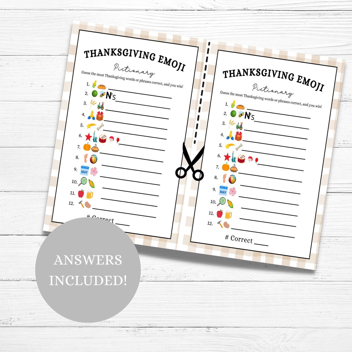 Thanksgiving Emoji Pictionary Game, Thanksgiving Printable Games, Fun ...