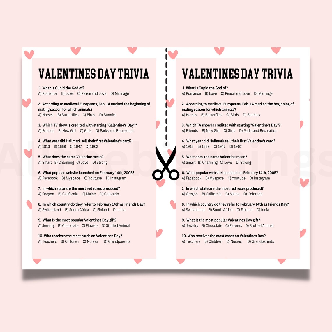 Valentines Day Trivia Game, Valentine Day Party Game for Kids ...