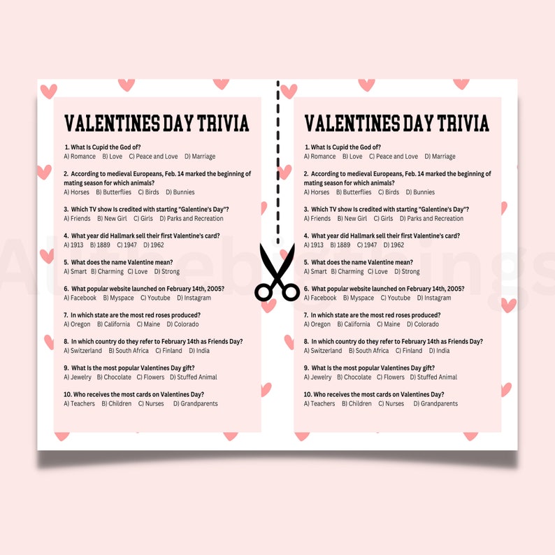 Valentines Day Trivia Game, Valentine Day Party Game for Kids ...