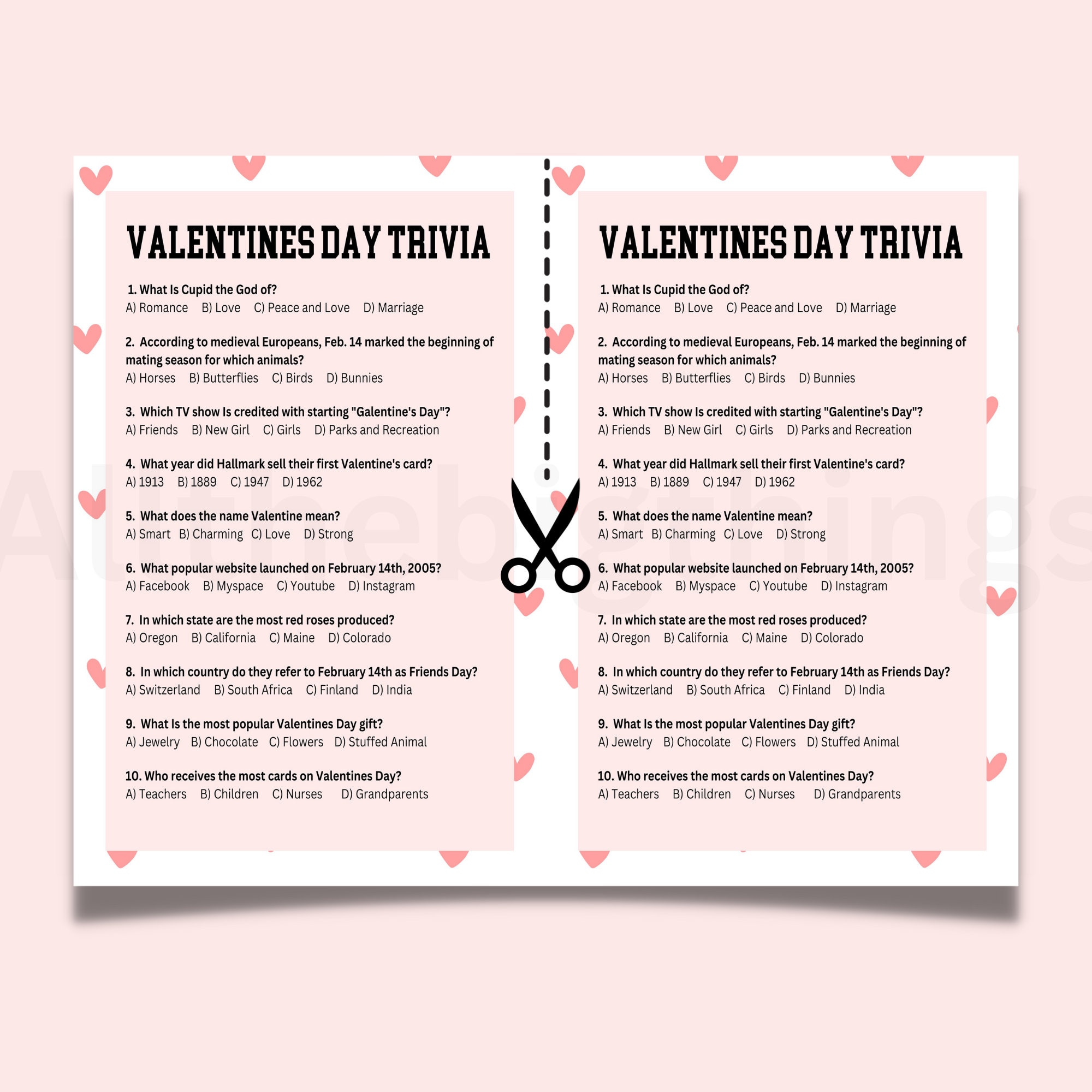Valentines Day Trivia Game, Valentine Day Party Game for Kids ...