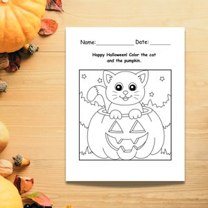 5 Halloween Coloring Page, Large Form for Toddler, Digital Download ...