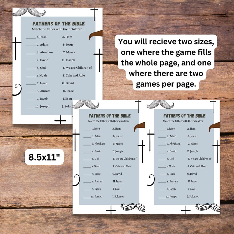 Fathers Day Bible Match Game | Fathers in the Bible Match Party Game ...