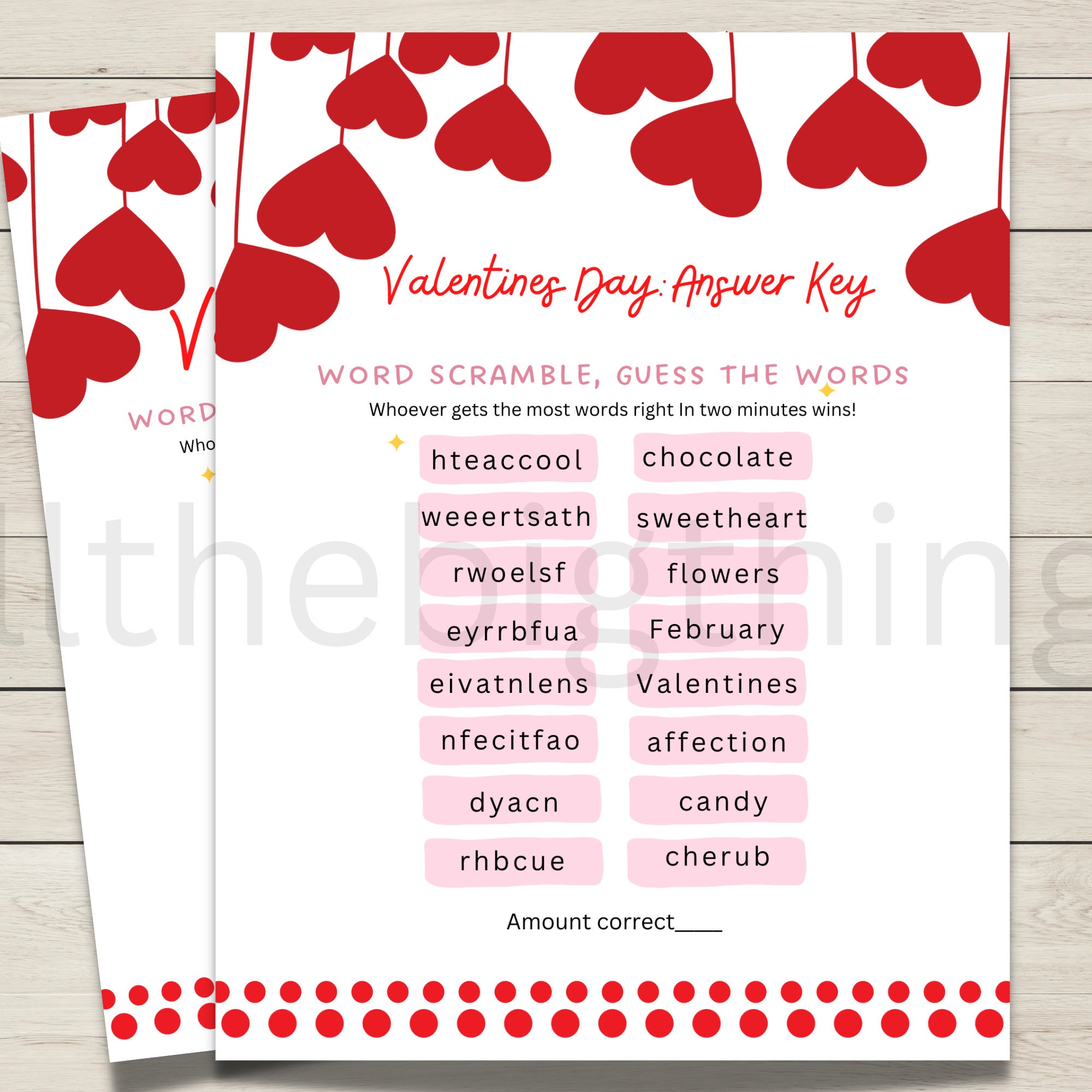 Valentines Day Game, Word Scramble, Classroom Valentines Day Party Game ...