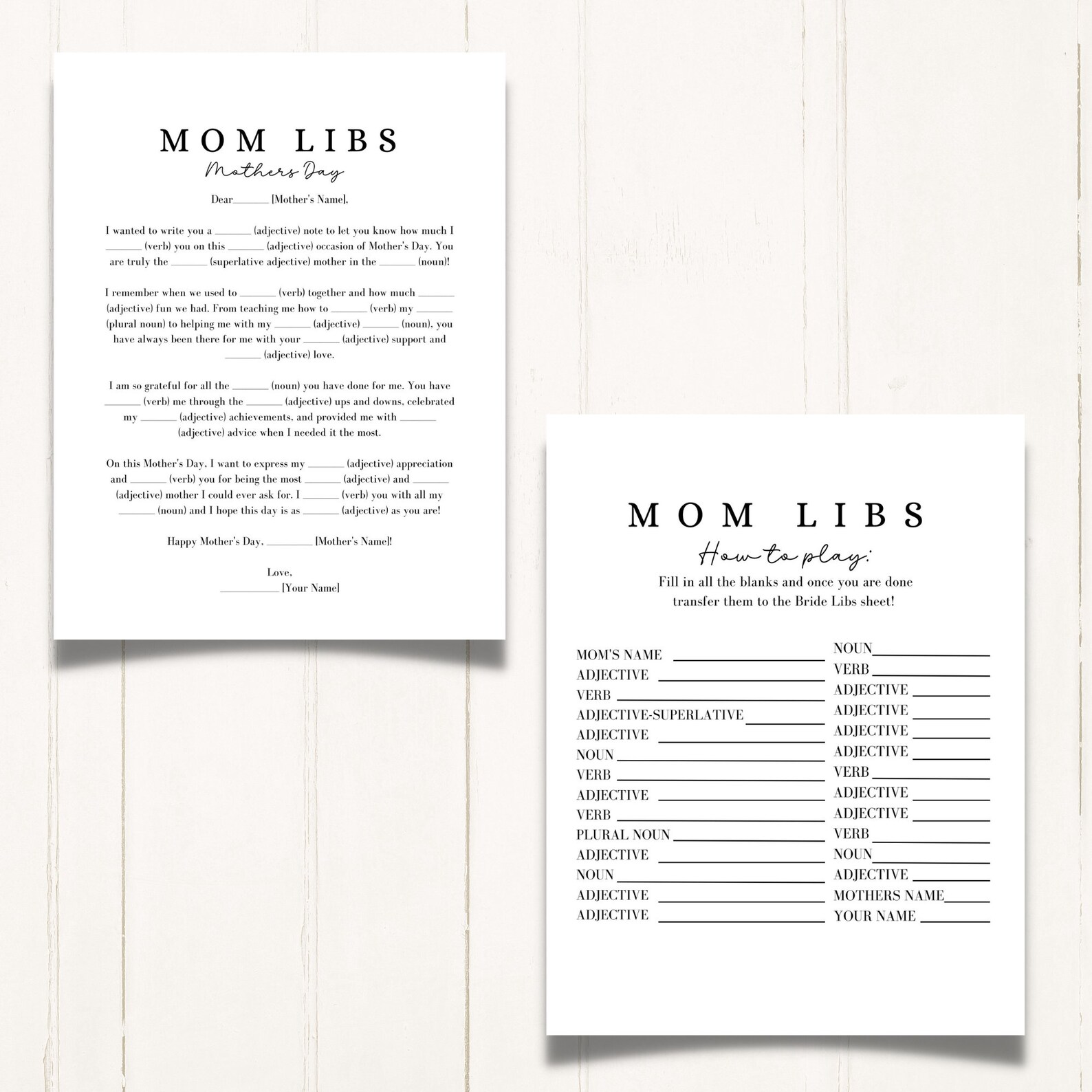Mother's Day Mad Libs | Mad Libs | Mother Day Game | Printable Mothers ...