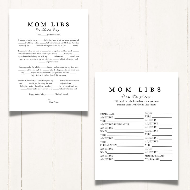Mother's Day Mad Libs | Mad Libs | Mother Day Game | Printable Mothers ...