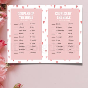 Bible Couples Match Game | Valentine Bible Match Party Game | Bible ...