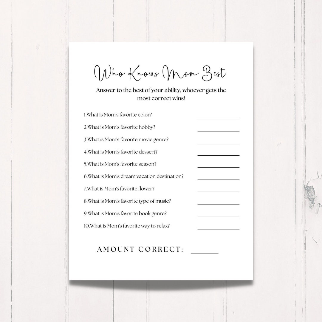 Mother's Day Trivia Quiz Who Knows Mom Best Mother Day Trivia Game ...