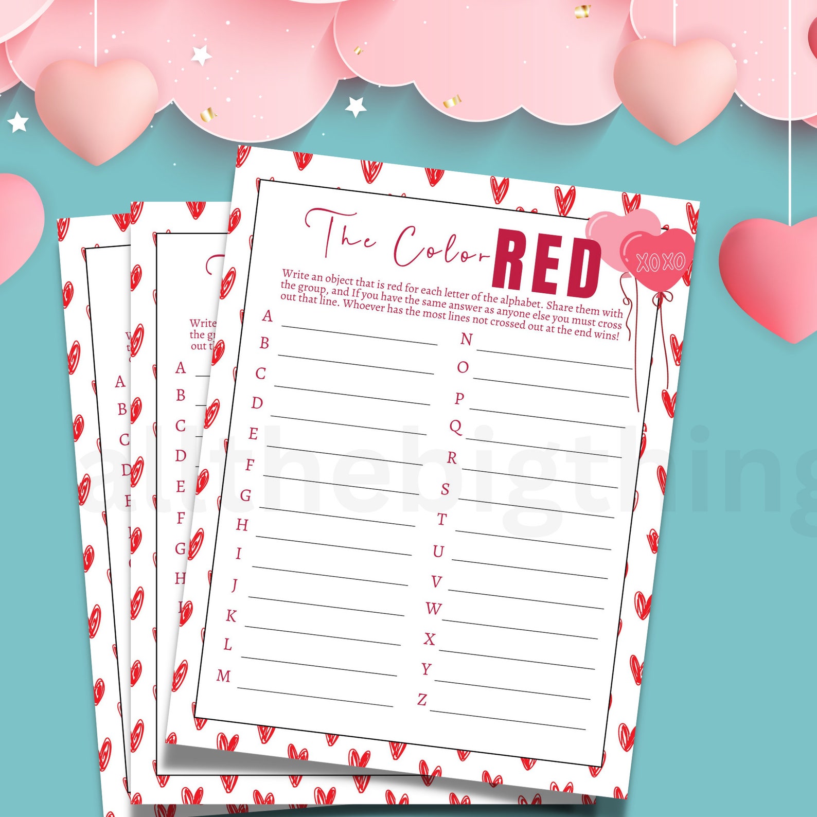 Valentine's Day the Color Red Game | Valentine Printable Games | Fun ...