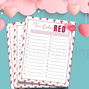 Valentine's Day the Color Red Game | Valentine Printable Games | Fun ...