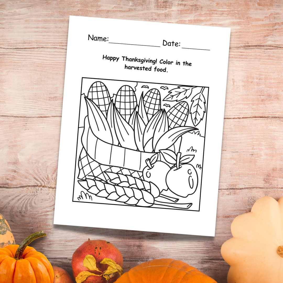 Thanksgiving Coloring Page, Instant Download,thanksgiving Coloring ...