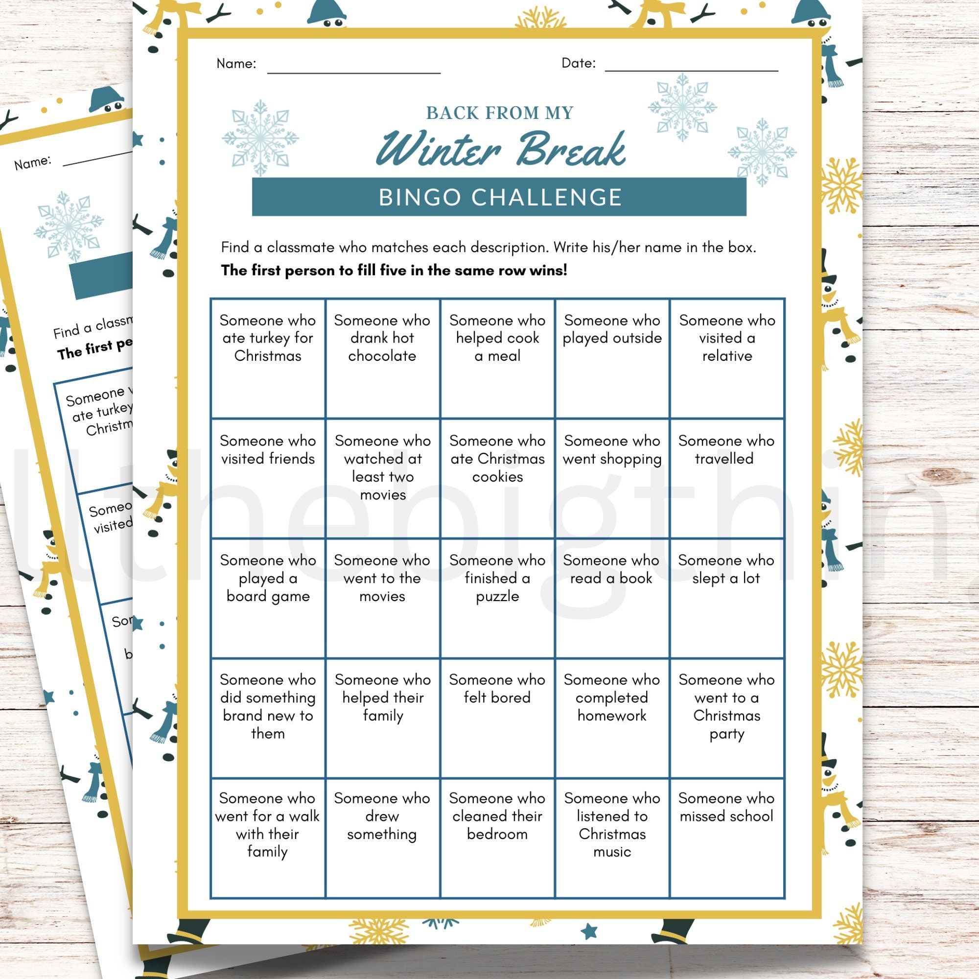 Winter Break Bingo, Bingo Game, Classroom Activity, Kids' Winter ...
