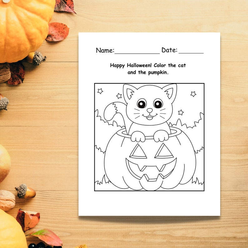 Halloween Coloring Page Large Form for Toddler Digital - Etsy