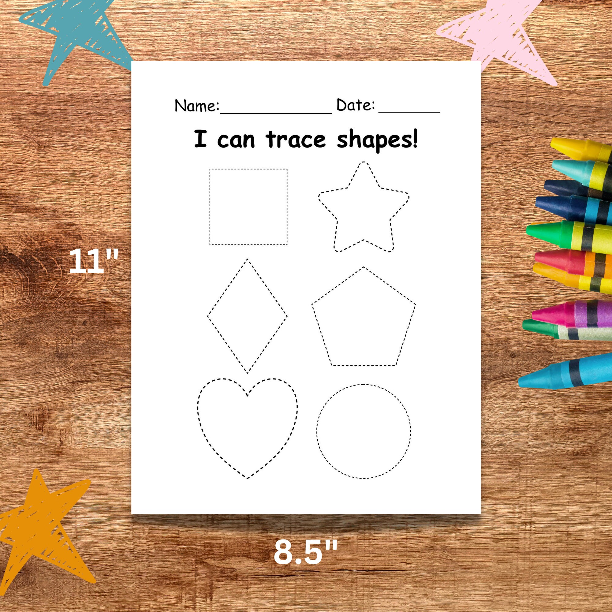 Preschool Learning, Preschool Shapes, Trace the Shapes, Pre-k ...