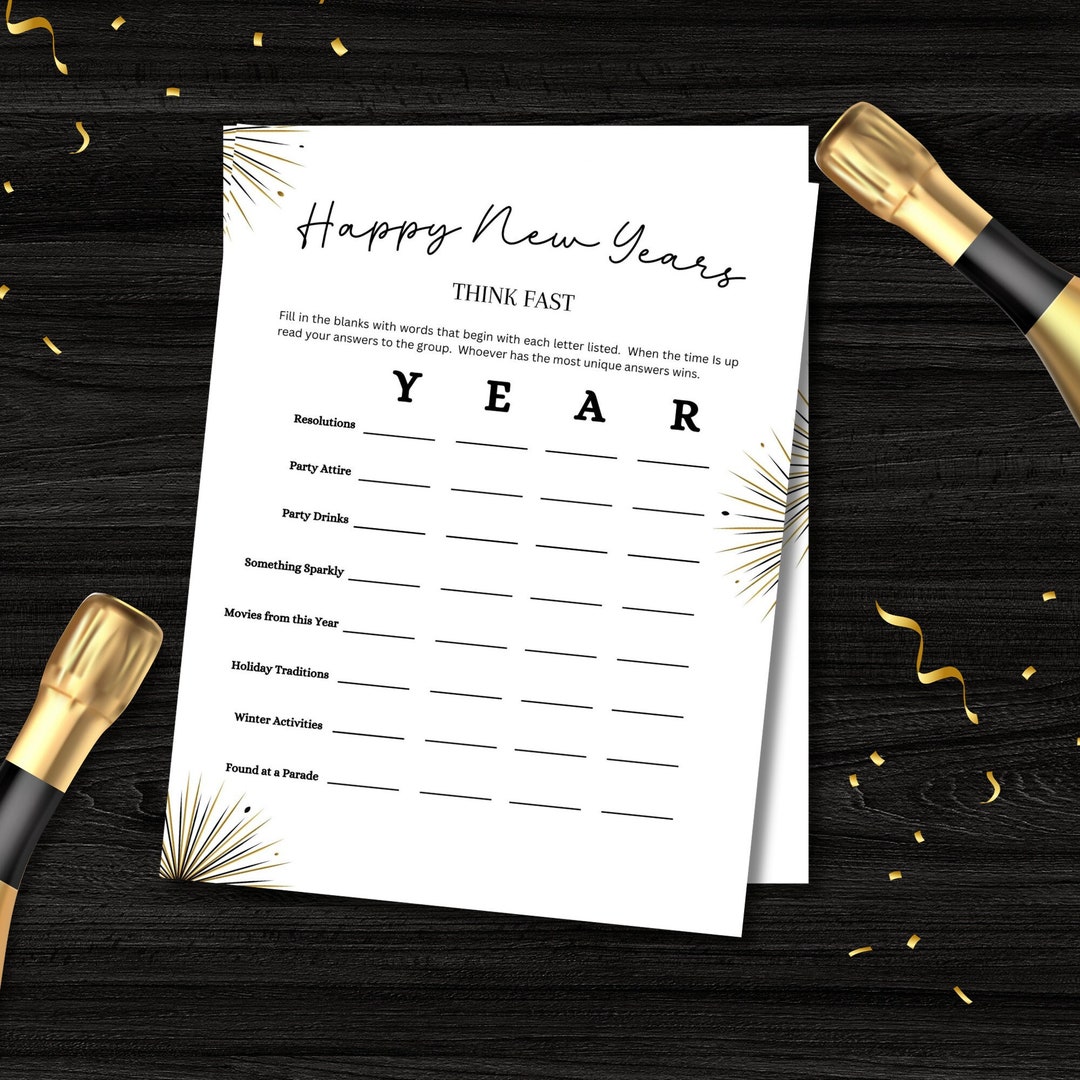 New Year's Eve Scattergories Game, New Years Games, New Years Eve Party ...