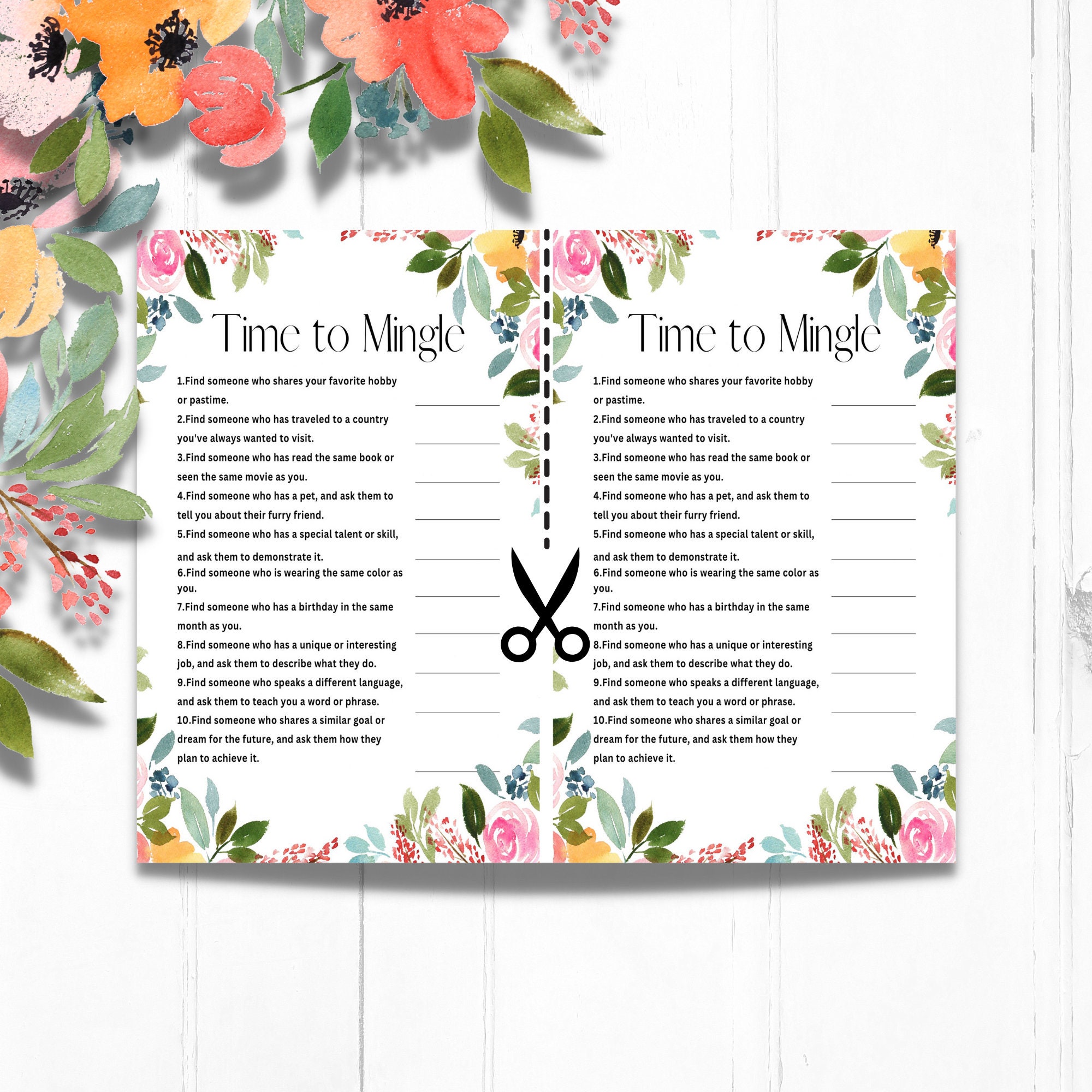 Time to Mingle/bridal Shower Games/ Baby Shower Game/ Printable Bridal ...