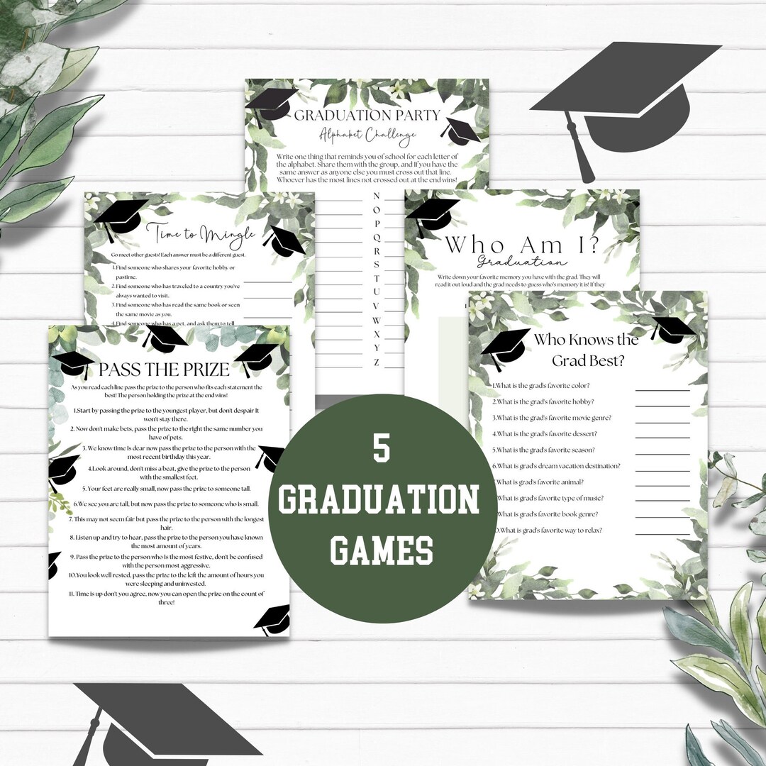 5 Graduation Games Bundle, Graduation Games Printable, Graduation Party ...