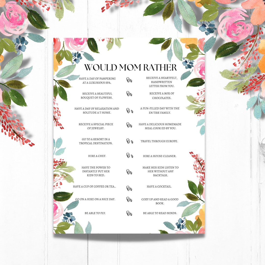 Mother's Day Quiz | Would She Rather Game | Mother Day Trivia Game ...