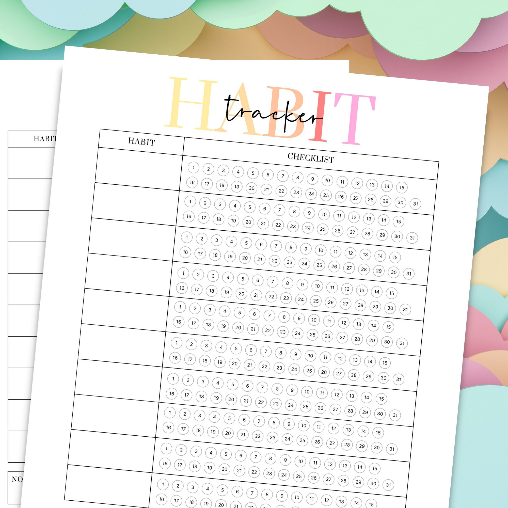 Colorful Habit Tracker | Monthly Habit Tracker Printable | Goal Tracker ...