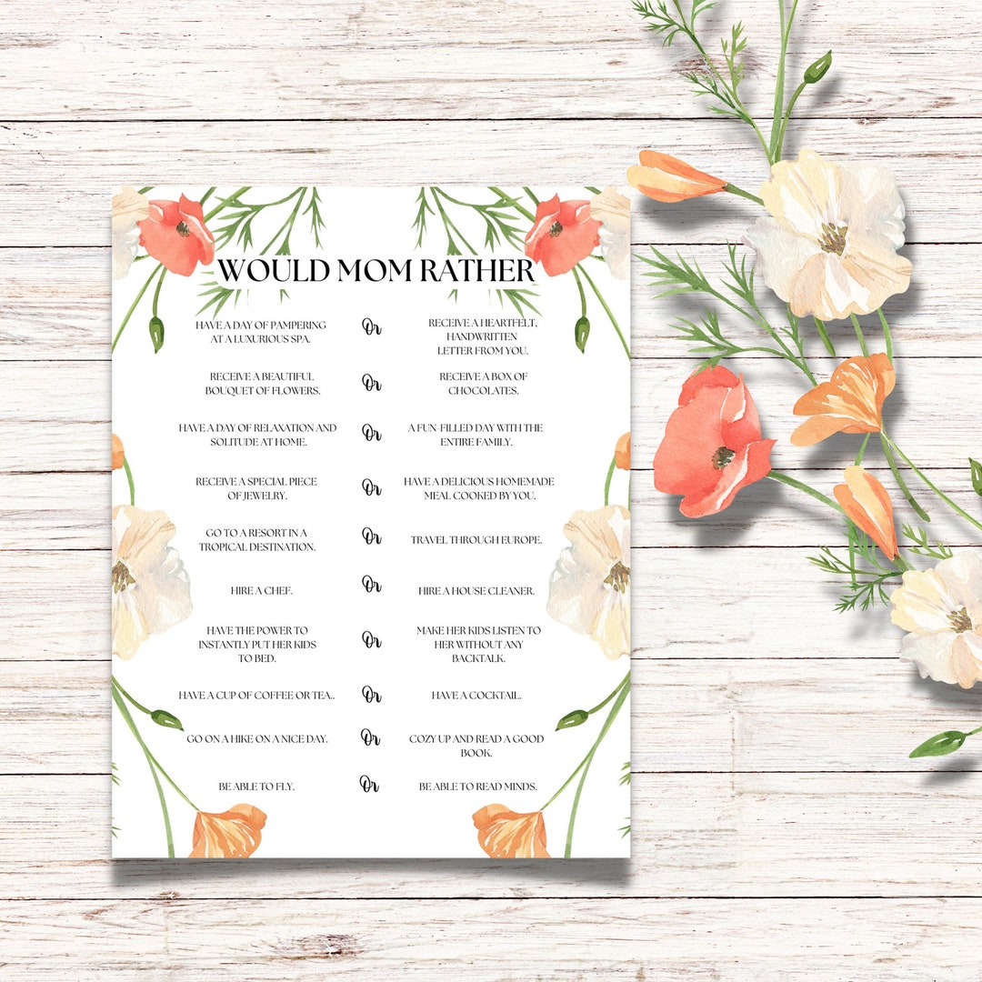 Mother's Day Quiz | Would She Rather Game | Mother Day Trivia Game ...