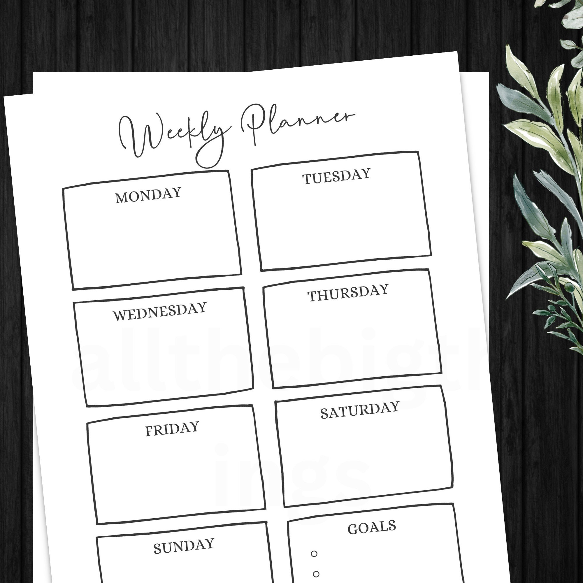 Weekly Planner Printable Landscape, Minimalist Weekly Schedule, Week at ...