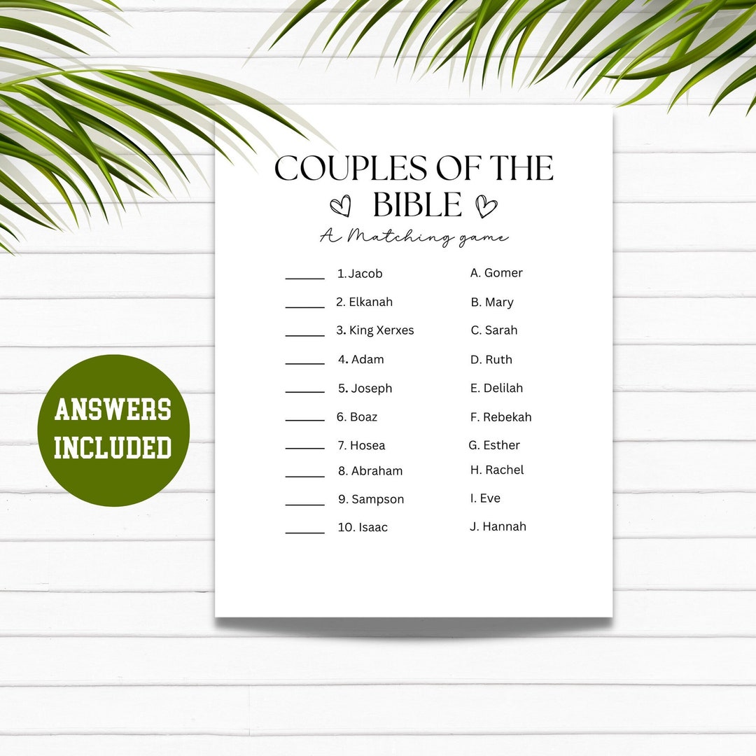 Bible Couples Match Game | Valentine Bible Match Party Game | Bible ...