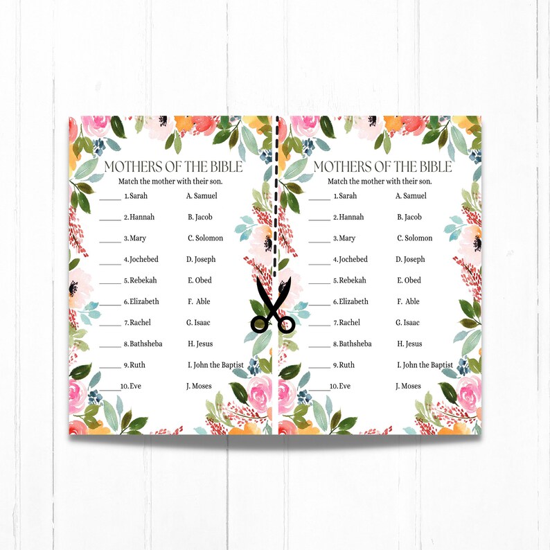 Mothers Day Bible Games, Bible Match Party Game, Bible Games for Kids ...