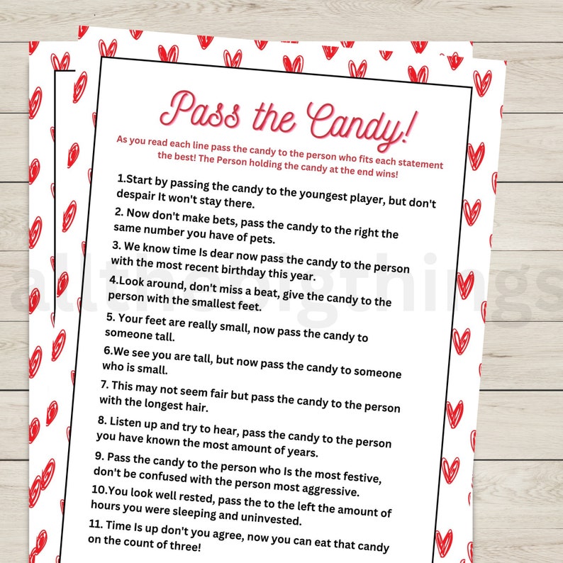 Valentine's Day Pass the Candy | Valentine's Party Games | Valentines ...