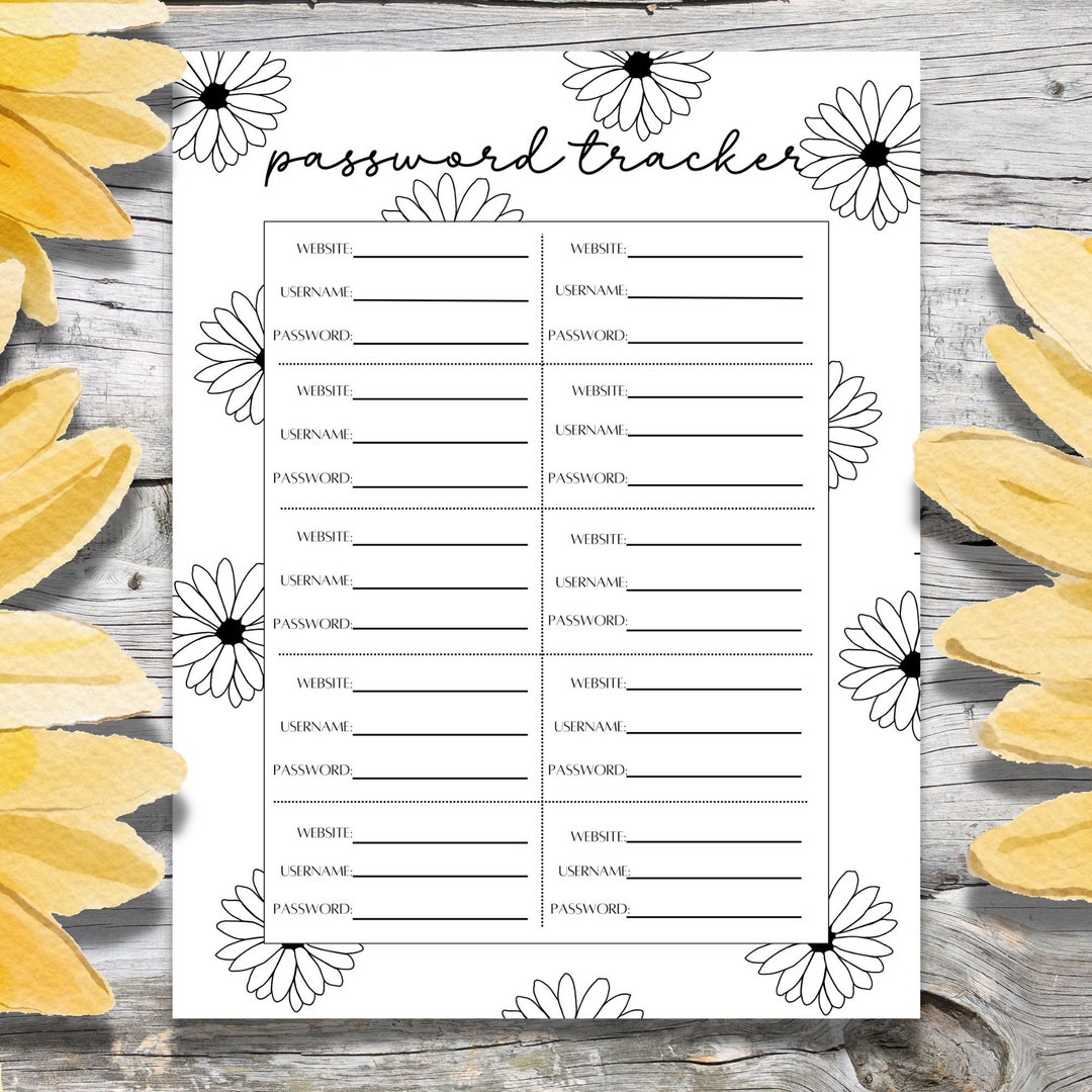 Printable Password Tracker, Password Log and Password Keeper, Journal ...