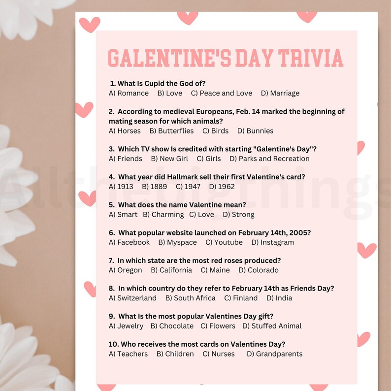 Galentines Day Trivia Game, Galentines Day Party Game, Valentines Day ...