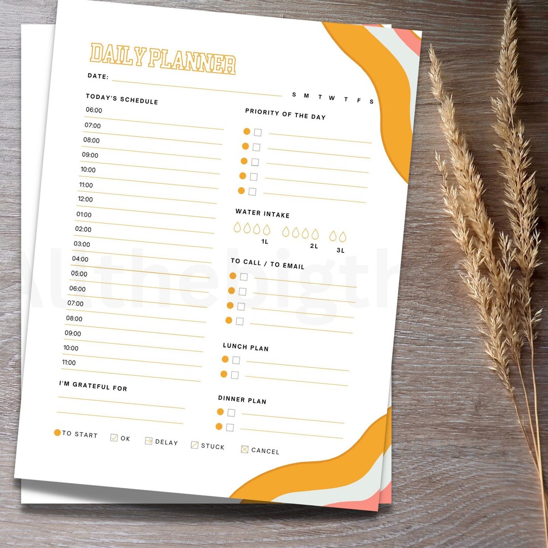 Daily Planner, Instant Download, Work From Home Planner, Personal Daily ...