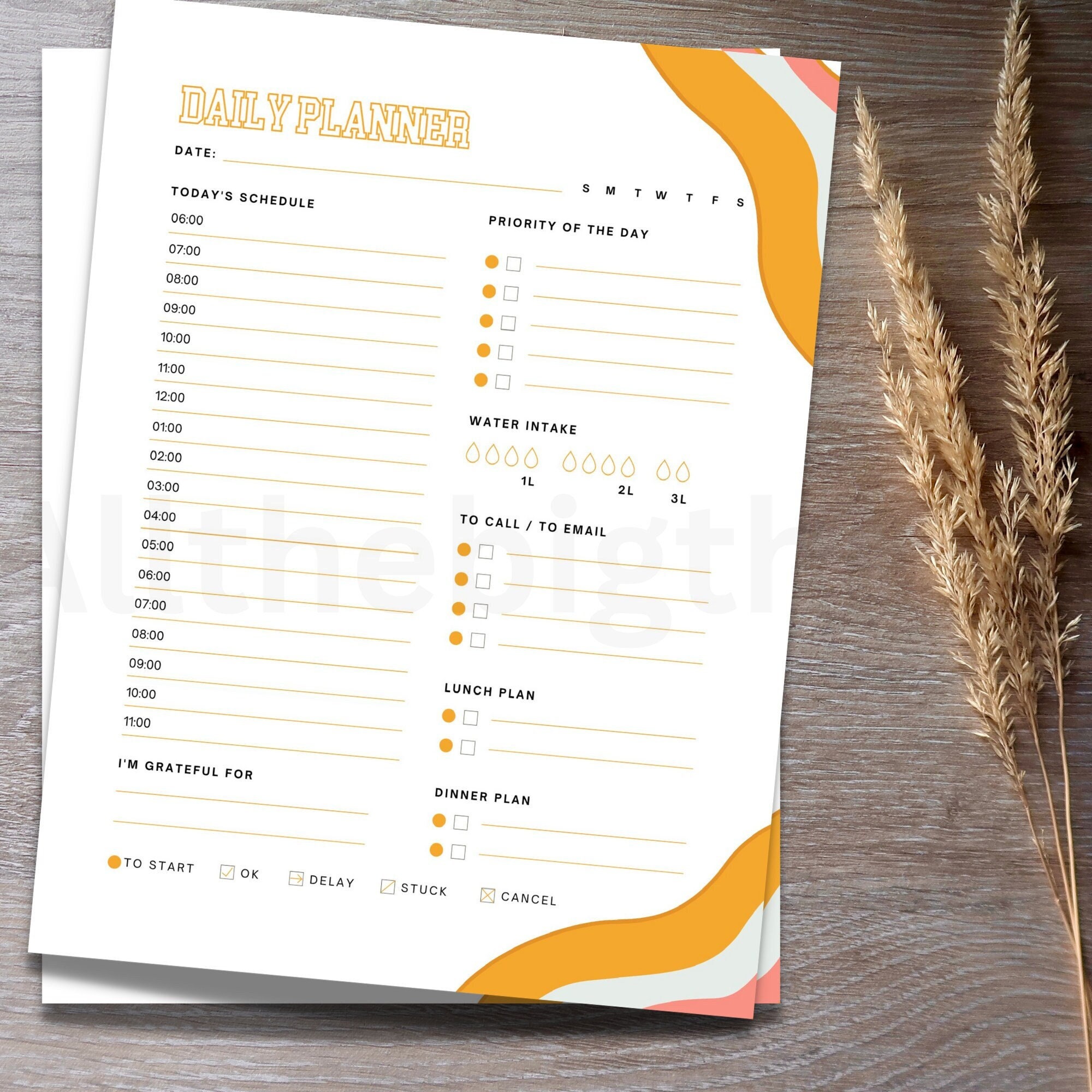 Daily Planner, Instant Download, Work From Home Planner, Personal Daily ...