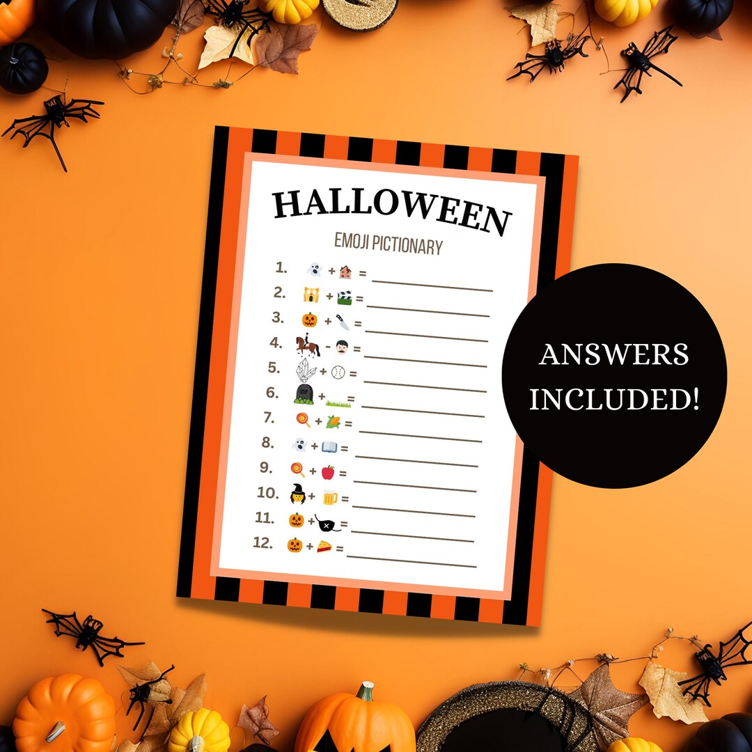 Halloween Emoji Pictionary Party Game, Halloween Picture Trivia Games ...
