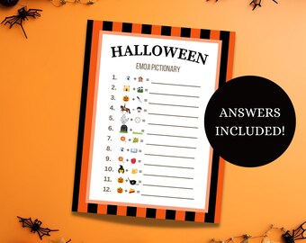Halloween Emoji Pictionary Party Game, Halloween Picture Trivia Games ...