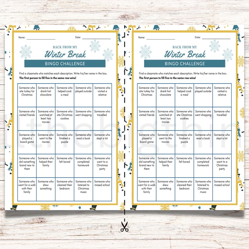 Winter Break Bingo, Bingo Game, Classroom Activity, Kids' Winter ...